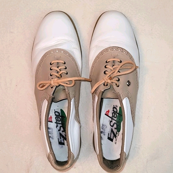 EZ Step | Shoes | Ez Step Shoes Golf Oxford Tan And White 0 Leather ...